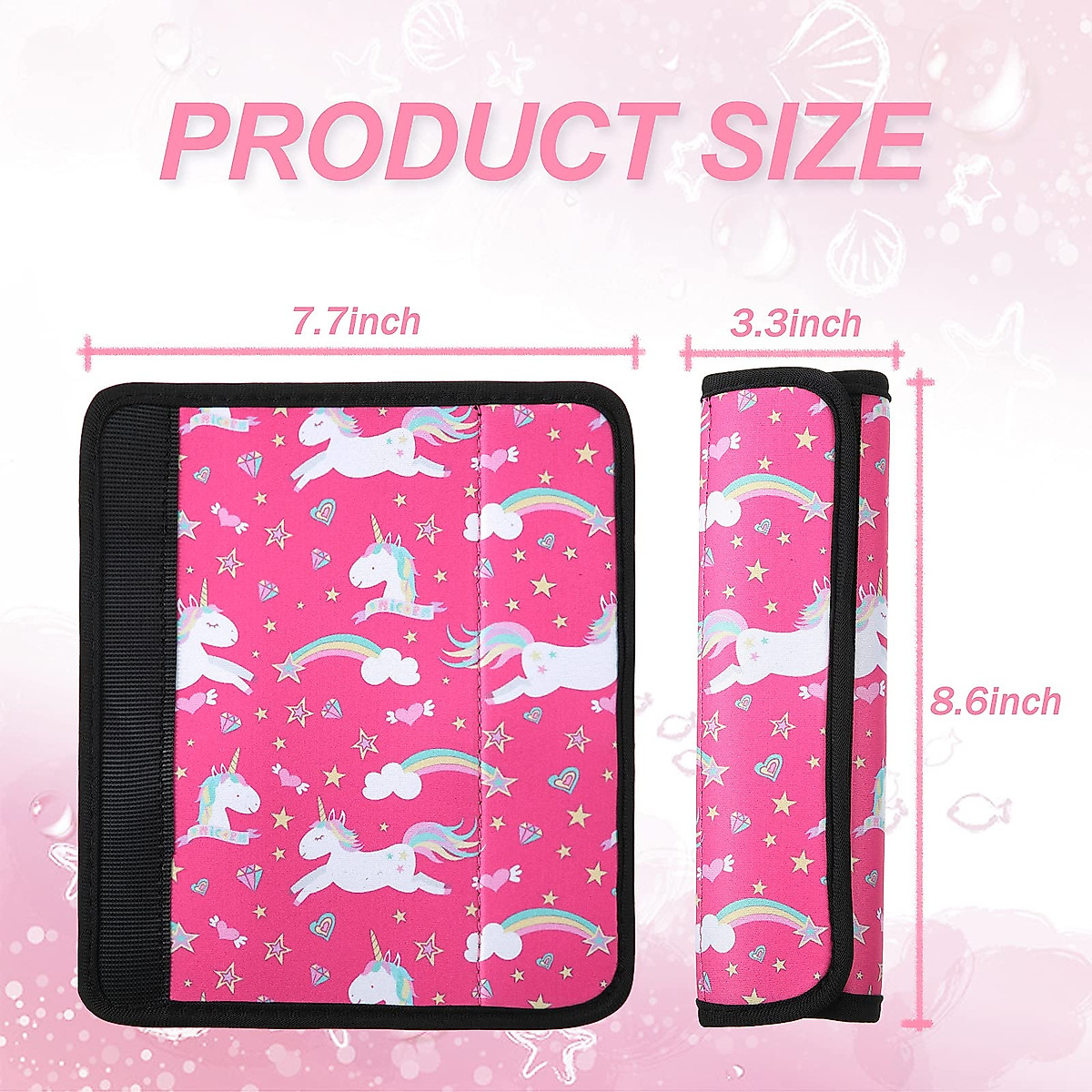 4 Pieces Kids Car Seat Belt Cover Safety Car Seat Belt Pad Cushion Shoulder Protector for Baby Boys Girls Children, Mermaid and Unicorn