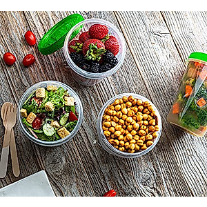 Elegant Disposables (32 Ounce 10 Pack) Twist cap Containers Clear Bottom With Green Top Screw on Lids Twist Top Food Storage Freezer Containers