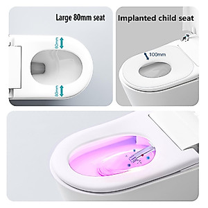 Quinitiles Smart Toilet,One Piece Bidet Toilet for Bathrooms,Modern Elongated Toilet with Warm Water,Heated Bidet Seat, Auto Smart Toilet with LED Display