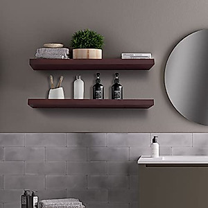 Floating Shelves, 2 Pack 24" Long Thick Handmade Rustic Floating Wall Shelves, Natural Wood Large Heavy Duty Floating Shelves for Bathroom Bedroom Kitchen Living Room, Dark Walnut