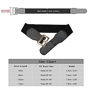 SUOSDEY Wide Elastic Belt for Women, Stretch Cinch Waist Belt for Ladies Dresses with Metal Buckle,black belt with gold buckle