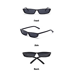 GOBIGER Rectangle Small Frame Sunglasses Fashion Designer Square Shades for women (Black Frame, Black)