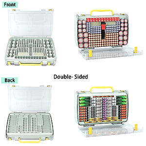 Large Capacity 269 Battery Organizer Storage Case with Tester, Double-Side Battery Holder Container for AA AAA AAAA C D 9V Lithium 3V CR123 CR2032 CR1632 18650 Batteries(Box Only) (Grey)