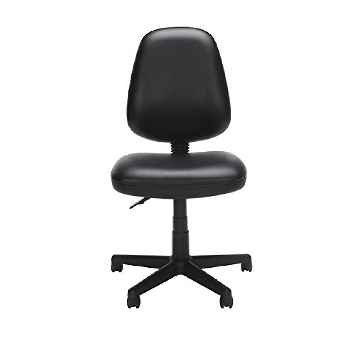 OFM, Black Straton Vinyl Office Chair With Lumbar Support, Adjustable Back & Seat Height, 250lb Max Weight With Wheels for Computer/Desk, Mid Back