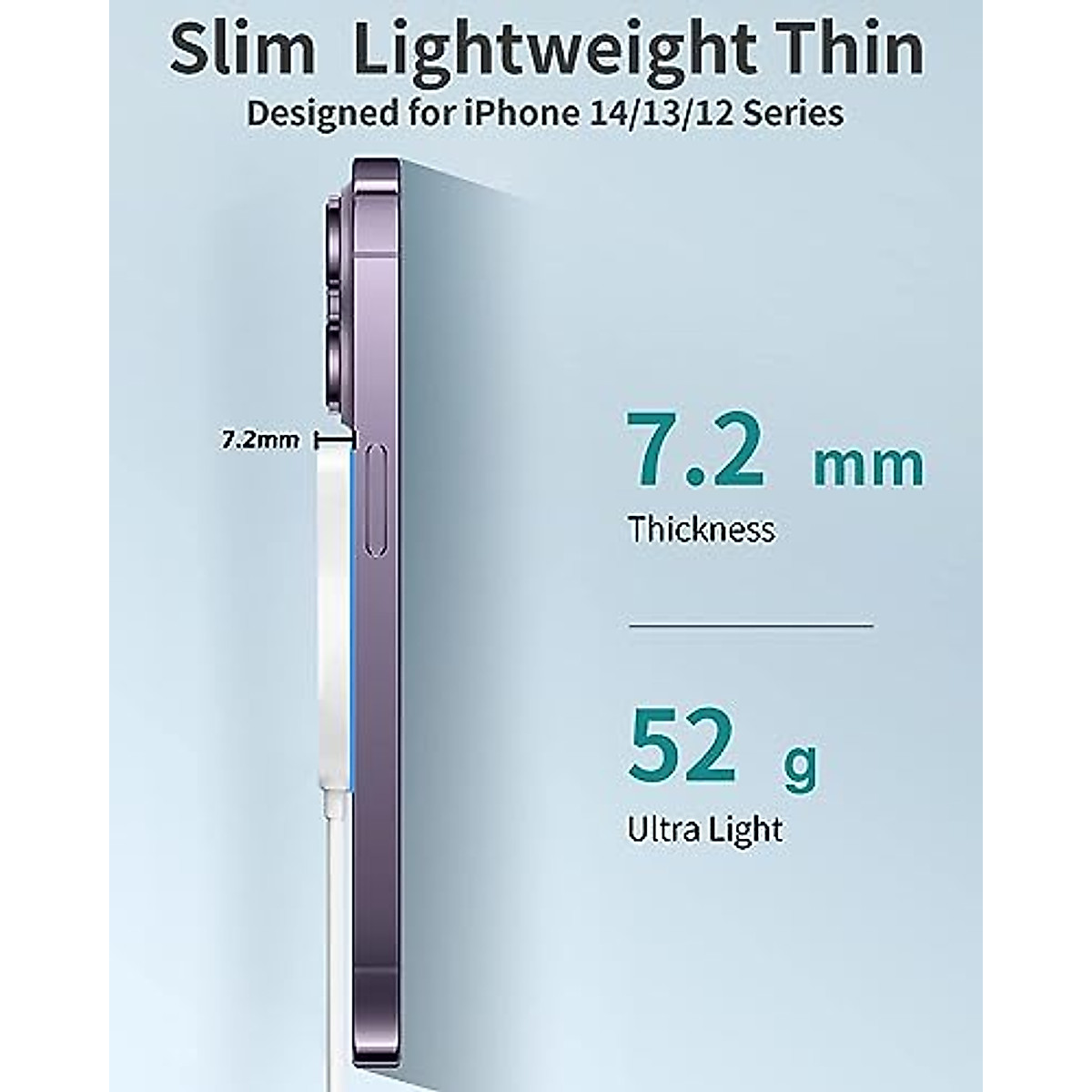 2 Pack Fast 15W Wireless Charger for iPhone and AirPods - Magnetic Apple MagSafe Compatible Charging Pad and 5ft Dual Port Cable