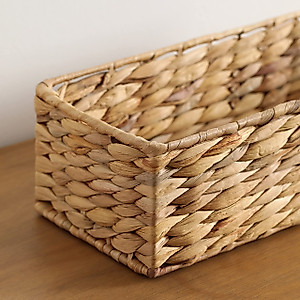 Motifeur Toilet Tank Top Storage - Bathroom Tray Hand-Woven Water Hyacinth Wicker Basket