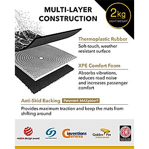 3D MAXpider Custom Fit Kagu Floor Mat (Black) Compatible with Volvo S60/V60 Plug-in Hybrid 2019-2023 - Full Set