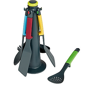 Casdon Joseph Joseph Elevate | Colourful Kitchen Utensil Set for Children Aged 3 Years & Up | Comes with Rotating Storage Stand!