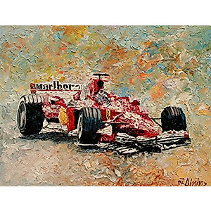 Wheel Lift, Ferrari Formula 1 Grand Prix Racing Motorsport Painting By Internationally Renown Painter Andre Dluhos