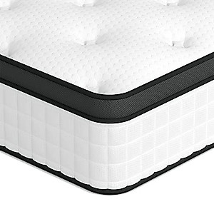 wowttrelax Queen Mattress 12 Inch, Hybrid Memory Foam Mattress, Pocket Innerspring Mattress in a Box, 9-Zone Orthopedic Double Mattress Queen Size for Back Pain, Pressure Relief, Medium Firm