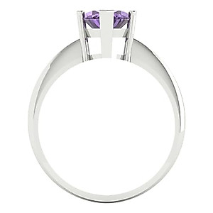 Clara Pucci 2.50 ct Marquise Cut Solitaire Simulated Alexandrite Engagement Bridal Promise Anniversary Ring 18K White Gold Size 6.25