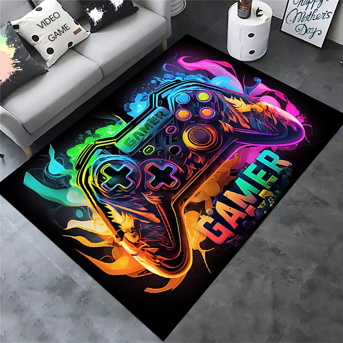 merlenuit Gaming Rug for Boys Room - Game Rugs for Boys Bedroom,Gamer Rug with Controller Design for Game Room,Esports Room 80x60 inches