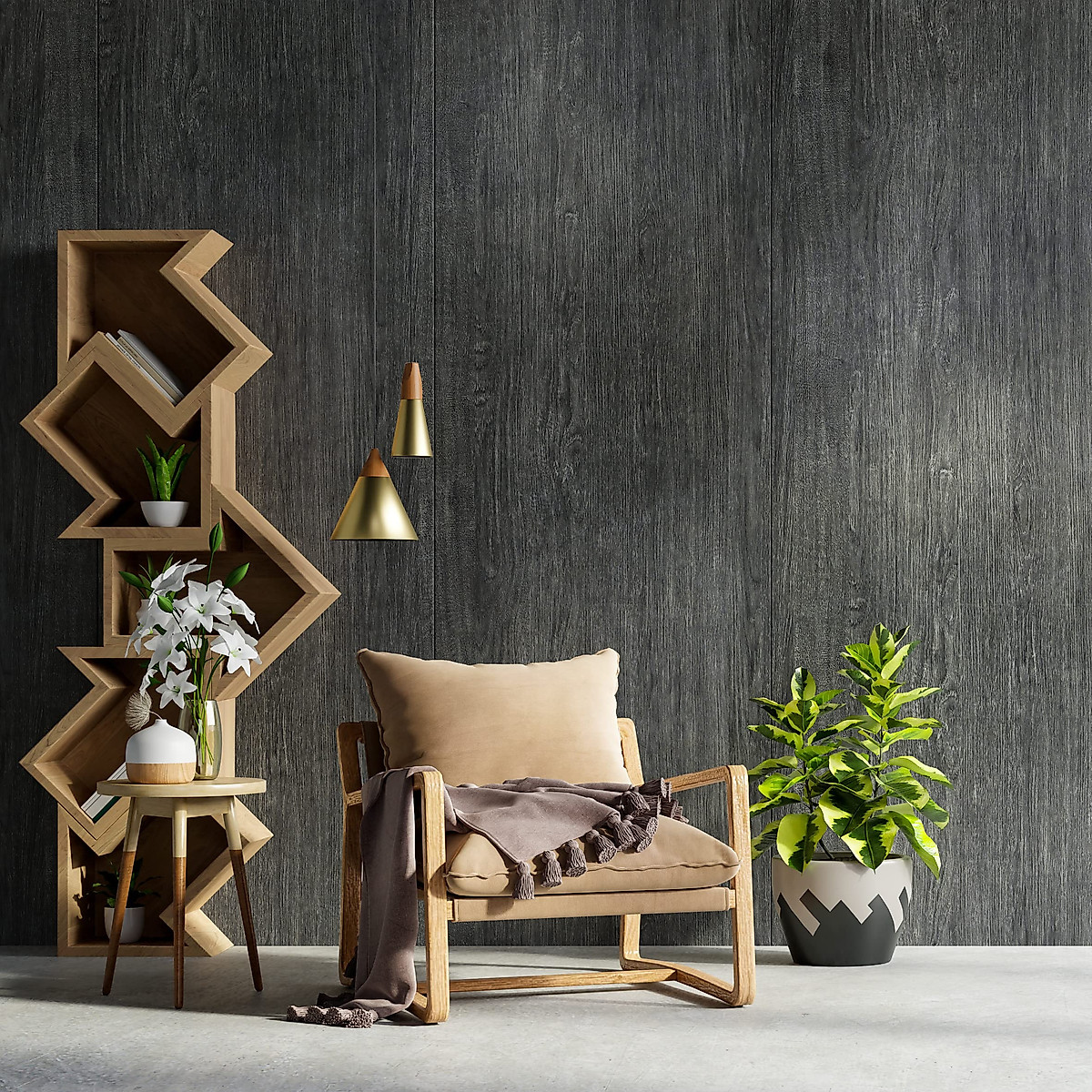 17.7&#039;&#039;x100&#039;&#039; Dark Grey Wood Peel and Stick Wallpaper Thick Self-Adhesive Removable Wallpaper Wood Decorative Wall Covering Rustic Wood Grain Contact Paper Waterproof Vinyl Film for Countertops Cabinet