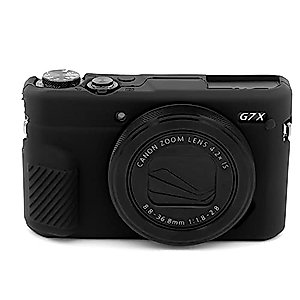 Easy Hood G7X Mark II Case G7X Mark III Case G7X Camera Silicone Case,Soft Silicone Protective Cover for Canon Powershot G7X Mark III DSLR Camera(Black)