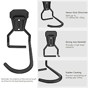 Housolution Bike Hanger Rack, [4 Pack] Heavy Duty Bike Hooks Wall Mount Rack Holder, Heavy Duty Bicycle Storage Hanger Vertical Stand for Garage, Black