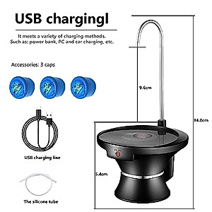 Ausxaron Water Pump for 5 Gallon Bottle with Tray, Drinking Water Pump, Water Bottle Dispenser, USB Rechargeable BPA-Free for Home, Kitchen, Office, Camping