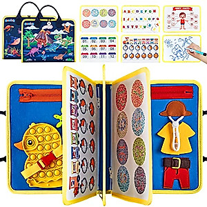 Comirth Busy Board, Montessori toys for 1 2 3 4 year old - Sensory Toys for Toddlers, Educational Preschool Learning Activities Airplane Toddler Travel Toys, Autism Busy Book Fidget Toys Boy Girl Gift