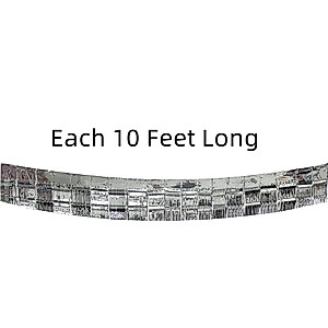 CareCheer 5 Pack 10 Feet Foil Fringe Garland Shiny Metallic Wall Hanging Drapes Tassel Skirting Decorations Supplies for Parade Float Trailer Mardi Gras Party Birthday Wedding (Silver)