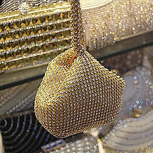 Women's Evening Clutch Bag Girls Sparkling Handbag Bag Bling Bling Rhinestones Wedding Prom Party Club Purses (Gold)…