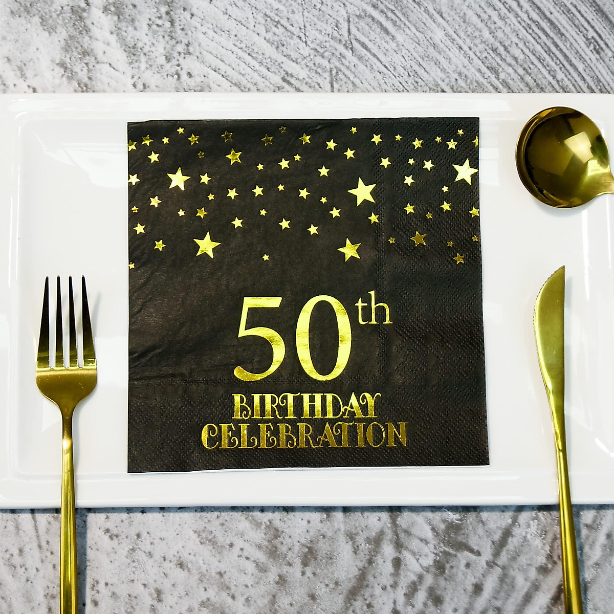 Pandecor Birthday Party Plates and Napkins Party Supplies,Disposable Birthday Party Decorations Set Serve up to 20 Guests (50 years old)