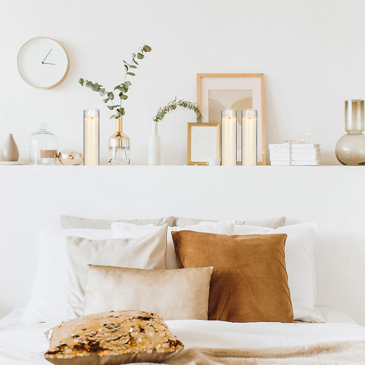 FoldTier 6 Pcs White Devotional Candles in Glass 2 x 8 Inches Catholic Candles Soy Wax Votive Prayer Candles Long Burning Religious Candles for Christmas Sanctuary Vigils Blessing Church Meditation