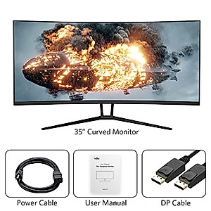 Fiodio 35” Ultra Wide QHD 21:9 Gaming Monitor, with Adaptive Sync, 120Hz Refresh Rate, Picture in Picture, By sRGB 99%, 2xHDMI 2xDisplay Ports, R1800, 3440*1440P, (DP Cable Included), Black (V3L6W)