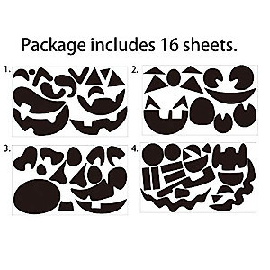 Halloween Pumpkin Stickers Crafts Decorations -Make Your Own Jack-O-Lantern - Trick or Treat Party Supplies 64Ct