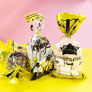 Bnsikun 100Pcs Graduation Cellophane Bag Graduation Treat Bags Candy Popcorn bags Cello Bag Party Favors Gifts Bags for Graduation Party Table Setting