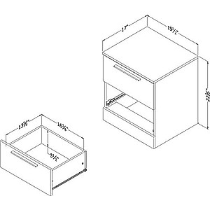 South Shore Step One Essential 2-Drawer Nightstand, Winter Oak