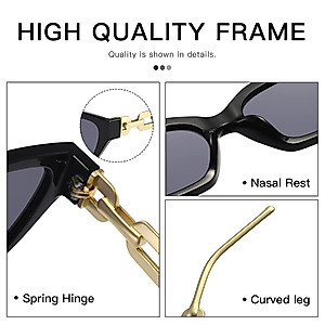 MASDUN Square Sunglasses for Women Men trendy Trendy Sunnies Black White Drive Fashion UV Protection (Black/Black)