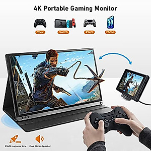15.6" Portable Monitor for Laptop, FHD 1080P HDMI USB-C Ultra Slim Travel Monitor, IPS Blue Light Eye Care Computer Extender/Second/Dual Screen for PC Phone Mac Xbox PS4 Switch