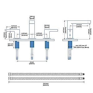 Black Bathroom Faucet 3 Hole, KPAIDA 8 Inch Widespread Bathroom Faucets for Sink 3 Hole Matte Black Bathroom Sink Faucet with Pop Up Drain and Water Supply Lines