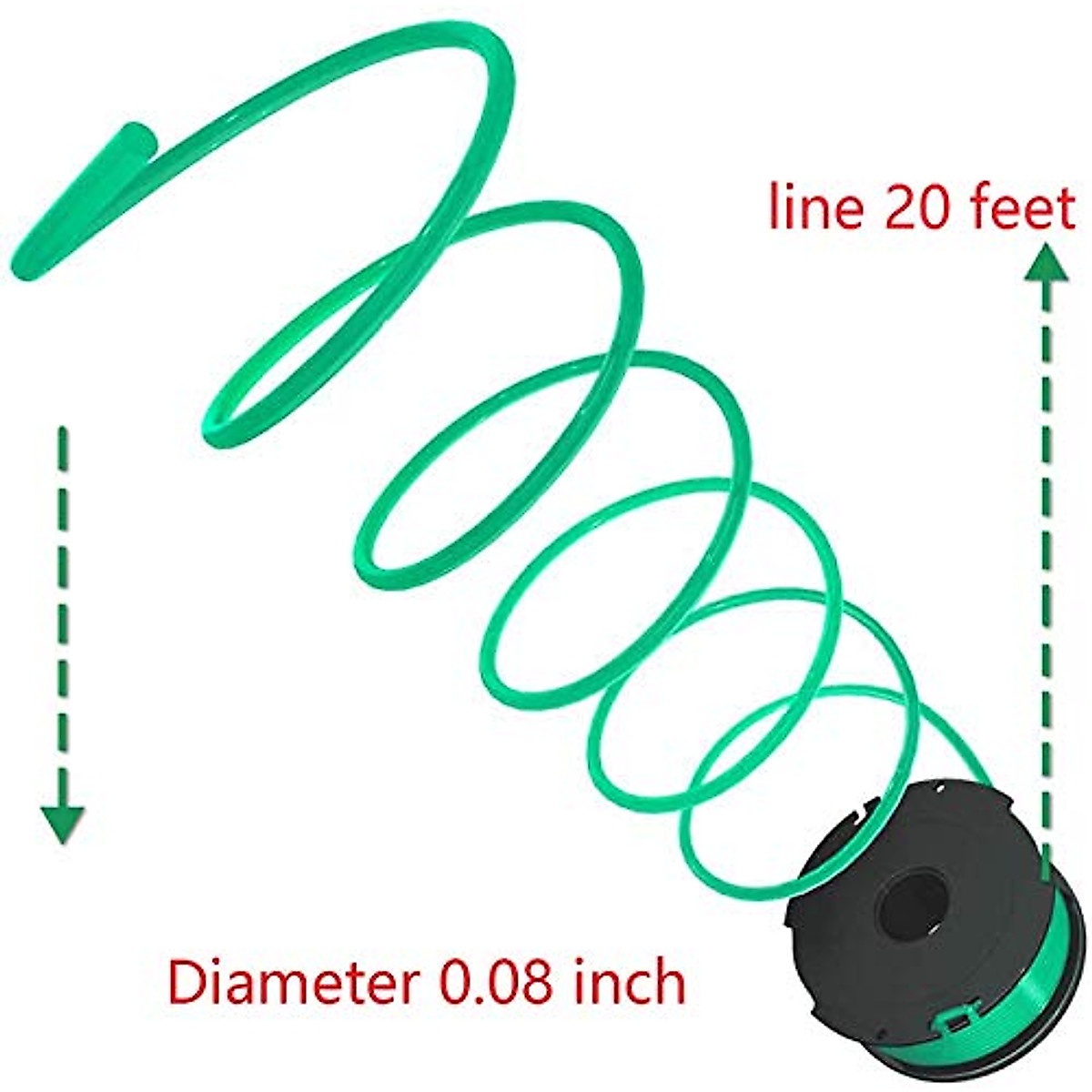 GH3000 Trimmer Spool Replacement Compatible with Black and Decker SF-080 SF-080-BKP GH3000R LST540B LST540 Auto Feed Weed Eater, SF080 Spool Refills 20ft 0.080 inch Single Line, GH3000 Spool