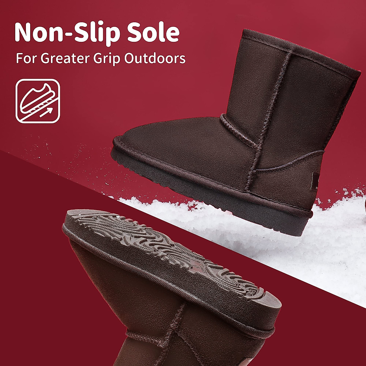 DREAM PAIRS Girls Boys Boots Kids Faux Fur Lined Winter Mid Calf Snow Boots Shorty-K Brown Size 2 Little Kid