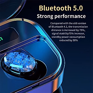 Bluetooth 5.0 Wireless Earbuds with Charging Cable,TWS-Headphones Mini Stereo Ipx7 Waterproof Long Time Play Earphones,True Wireless Bluetooth Earbuds for Business/Sport (01 Black)