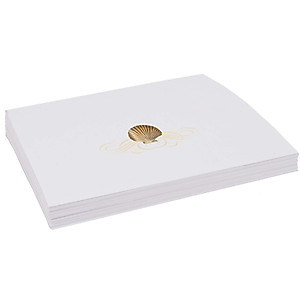 Scallop Seashell Flourish Place Cards, Set of 25, Pre-cut and Scored - Wedding, Party, Dinner, and Special Events - Made in the USA