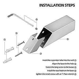 Modern Towel Hooks Stainless Steel 304 Rope Hooks for Bath Kitchen Bedroom Garage Hotel Wall Mounted (Brushed-2PCS)