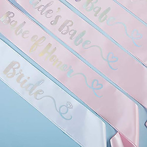 Kate Aspen Bachelorette Brides Babes Iridescent Satin Sash (Set of 7) Party Kit, One Size, Pink