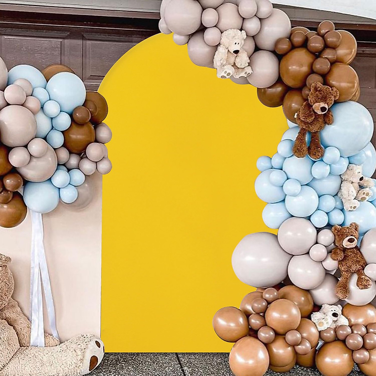 FOTSHARER Wedding Arch Backdrop Cover Chiara 2.6x6FT Gold Arch Cover for Party Events Spandex Fitted Arch Covers Fabric for Photography Round Top Backdrop for Birthday Ceremony Decorations