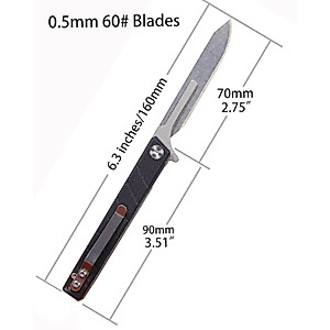 ainhue A35 Small Flipper Folding Pocket Scalpel Knife with 5pcs #60 Replaceable Blade, Black Texture G10 Handle with Liner Lock Pocket Clip, Utility Compact EDC Knives