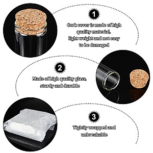 BENECREAT 10 Pack 80ml Flat Glass Test Tube with Cork Stopper Clear Mini Glass Bottles Jars for Lab, Wedding Party Favors, Candy, Spices, Beads