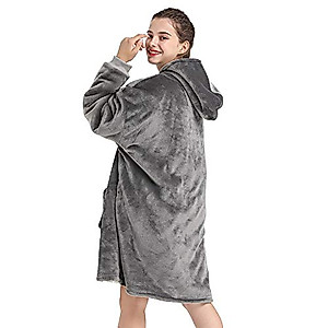 SLEPZON Blanket Hoodie | Oversized Wearable Blanket - Deep Pockets, Comfy Sleeves, Front Zipper - Deluxe Fleece Sweatshirt Blanket - Grey