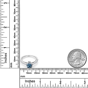 Gem Stone King 925 Sterling Silver Customized and Personalized 6MM Cushion Cut Gemstone Birthstone and White Created Sapphire Engagement Ring For Women Available In Size 5, 6, 7, 8, 9