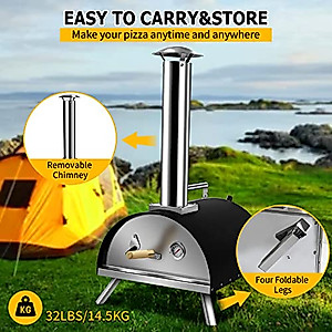 KODOM Pizza Oven, Portable Wood Pizza Oven with Foldable Legs Outdoor Pizza Oven Wood Pellet Pizza Oven for Outdoor, Courtyard Cooking (23.6’’ x 15.7’’ x 31.1’’ Inch)