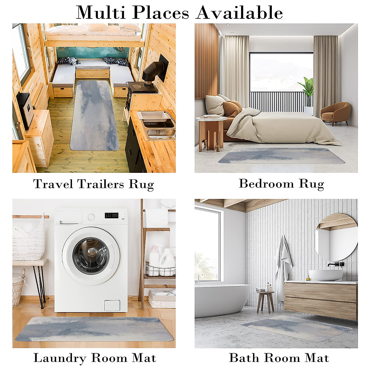 RYANZA 2 Pieces Kitchen Rugs, Abstract Anti Fatigue Non Slip Foam Cushioned Gray Grey Art Modern Graffiti Comfort Indoor Floor Mat Runner Rug Set for Laundry Office Sink Bathroom (17"x48"+17"x24")