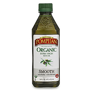 Pompeian USDA Organic Smooth Extra Virgin Olive Oil, First Cold Pressed, Smooth, Delicate Flavor, Perfect for Sautéing & Stir-Frying, 16 FL. OZ.