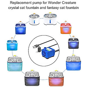 Cat Water Fountain Replacement Pump, Upgraded Cat Fountain Pump, Extremely Quiet, 6 ft Power Cable with USB Port