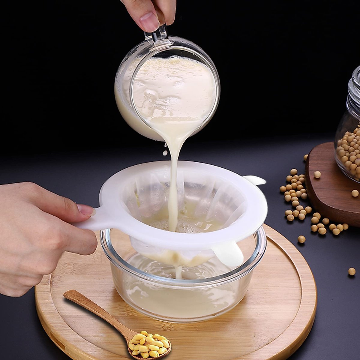 SYJINHUASY Kitchen Ultra-Fine Nylon Mesh Strainer Food Yogurt Mesh Sieve Plastic Mesh Colander with ​Handle Mini Brine Shrimp Separation Net for Filtering Juice Juice Milk Honey (200Mesh)