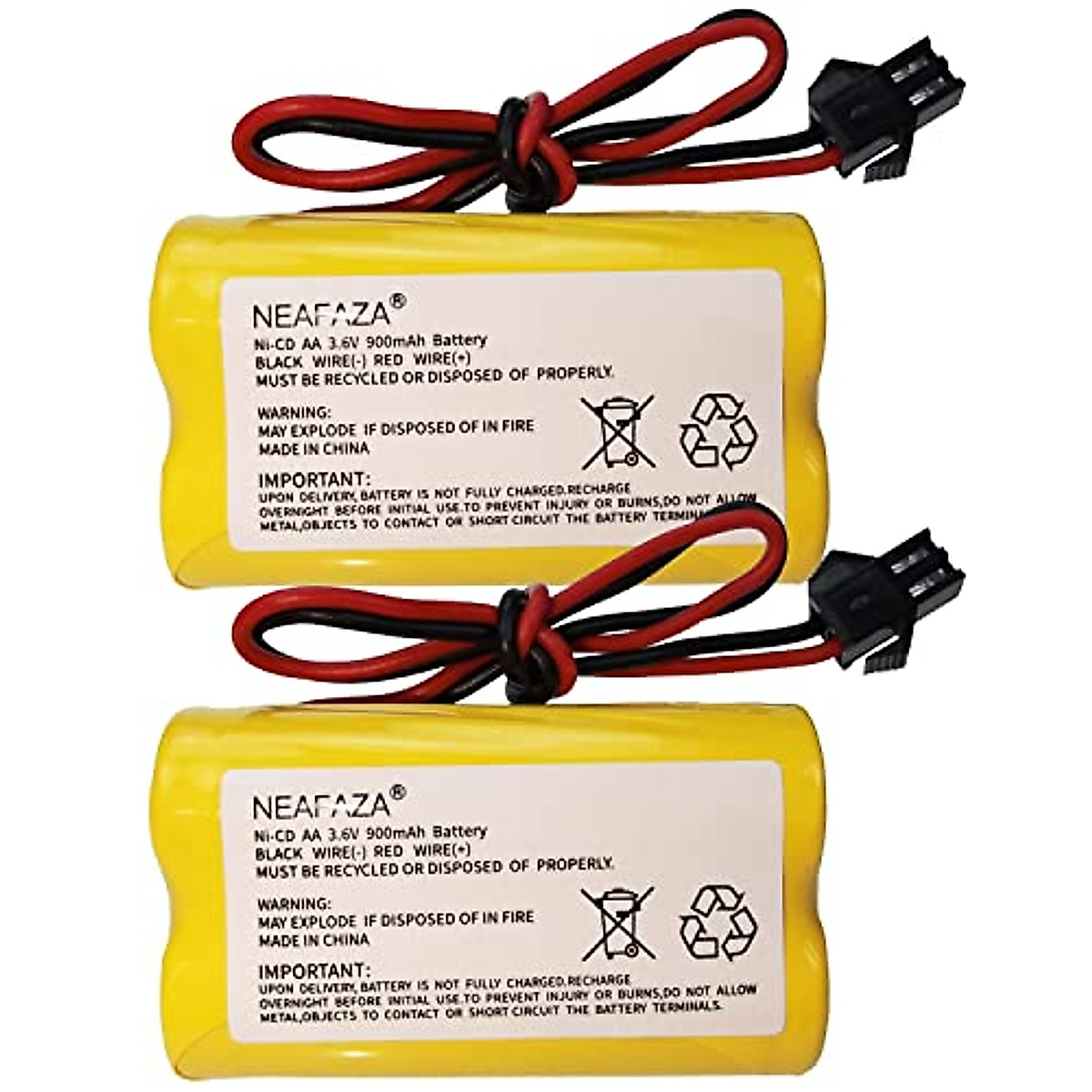 NEAFAZA 3.6V 900mAh NiCd Exit Sign Emergency Light Battery Replacement Compatible with Lithonia ELB B001 ELBB001 ELB-B001 Lithonia EU2 LED Interstate ANIC1566 Unitech 0253799(2 Pack)