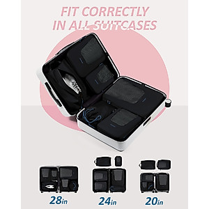 BAGSMART Compression Packing Cubes for Travel, 6 Set Travel Packing Cubes for Suitcases, Compression Suitcase Organizer Bags Set for Travel Essentials, Lightweight Packing Organizers